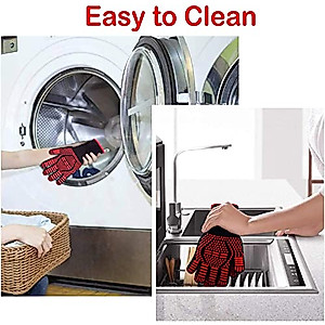Donkik BBQ Grilling Gloves, 1472°F Extreme Heat Resistant Outoor Barbecue Gloves, Kithen Silione Non-Slip Oven Mitts for Barbeue, Cooking, Baking, Grilling, Welding