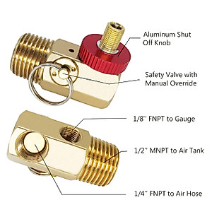 JIAXIMAN Air Tank Valve Kit with Gauge, Safety Valve Manifold and 4 Feet Air Tank Hose Assembly for Portable Air Tank
