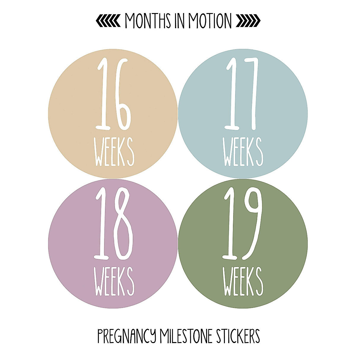 Months In Motion Weekly Pregnancy Growth Sticker | Week to Week Pregnant Expecting Photo Prop | Maternity Keepsake | Baby Bump | Weekly Stickers Photo (Set of 36 Stickers)