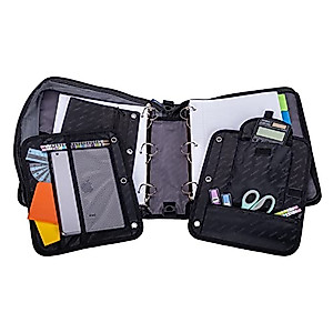 Case-it The Dual 2-in-1 Zipper Binder - Two 1.5 Inch D-Rings - Includes Pencil Pouch - Multiple Pockets - 600 Sheet Capacity - Comes with Shoulder Strap -Dual-132, Blue