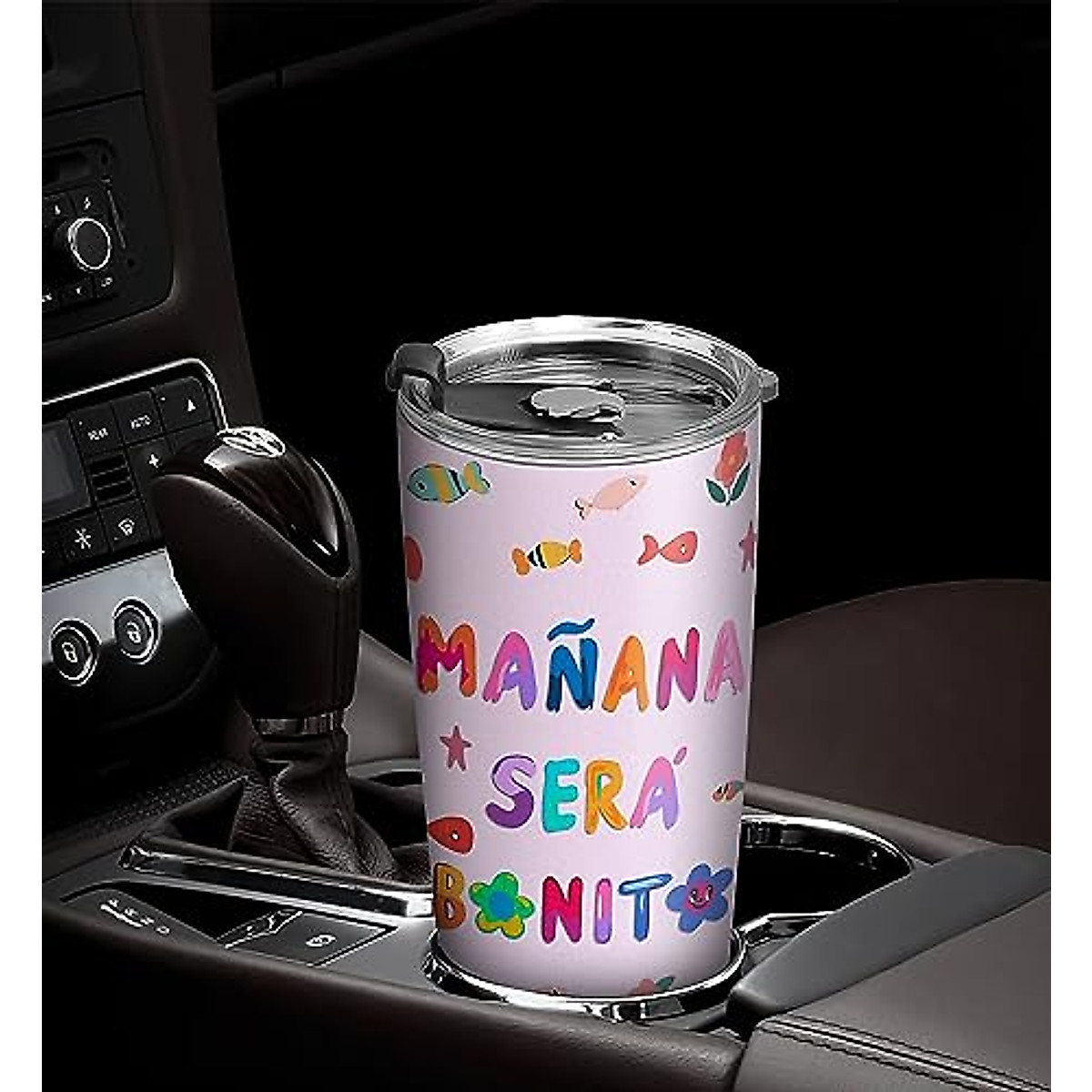 ORCAE 20oz Mañana Será Bonito, Cute, Beautiful Mañana Será Bonito Tumbler Cup, Insulated Travel Mug with Lid, Coffee Thermos for Women, Gifts for Women, Mom, Daughter, Sister, Friends - E