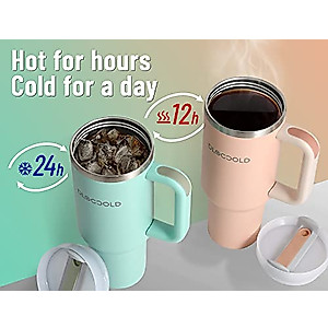 DLOCCOLD 40 oz Stainless Steel Tumbler with Handle, Insulated Tumbler With Lid & Straw, Travel Mug Cup Holder Friendly, Reusable Large Tumbler for Water, Iced Tea or Coffee, Gift for Men Women
