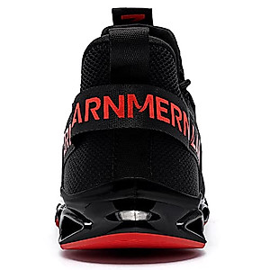 LARNMERN Steel Toe Shoes for Men Women Comfortable Safety Sneakers Breathable Tennies Sneakers Indestructible Work Shoes Black/Red