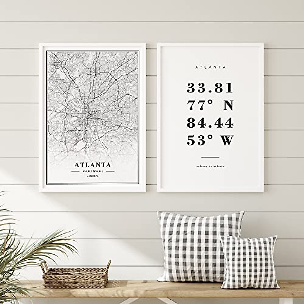 Dear Mapper Atlanta United States View Abstract Road Modern Map Art Minimalist Painting Black and White Canvas Line Art Print Poster Art Print Poster Home Decor (Set of 3 Unframed) (16x24inch)