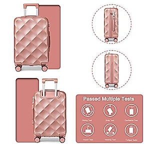 Somago Luggage Sets 3 Pieces Hardside with Spinner Wheels Suitcase with TSA Lock 20in24in28in Nude Pink