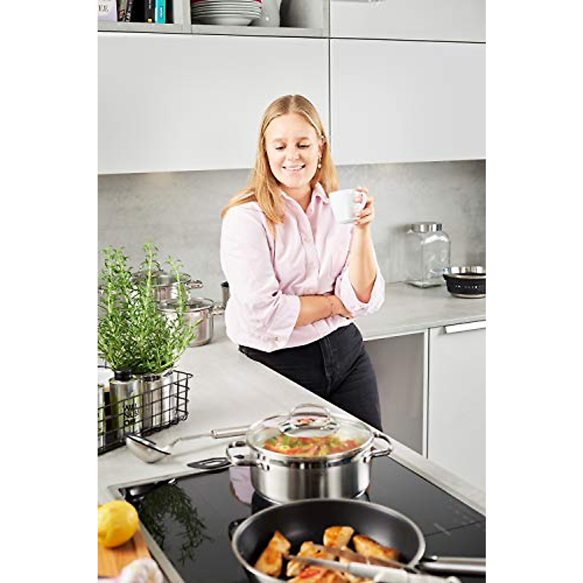 RÖSLE Frying Pans, Stainless Steel, Stainless Steel, 44 x 26 x 6 cm