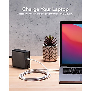 mophie USB C Charger GaN 120W, 4-Port Fast Compact Wall Charger for MacBook Pro/Air, iPad Pro, Galaxy S22/S21, Dell XPS 13, Note 20/10+, iPhone 14/13/12 Pro, and More - Black