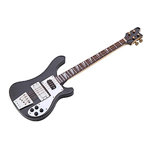 Tyenaza Miniature Bass, Black Miniature Bass Miniature Guitar Guitar Replica with Stand and Case Instrument Model Ornaments Gift