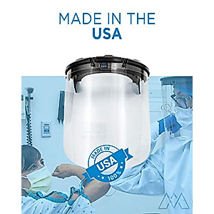 Medspec Protect Face Shield (Model FS-2.0) | Reusable Shields for Medical, Dental, & Essential Workers | Fogless & Adjustable Medical Face Guard with Quick-Release Lens System | Made in The USA