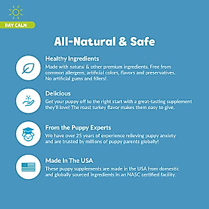 Snuggle Puppy Day Calm Puppy Bites - Calming Chew Bites for Dogs - Dog Supplement to Help with Separation Stress & Relaxation - Puppy Chew Bites with Colostrum, Chamomile & Ashwagandha - 60 Soft Chews