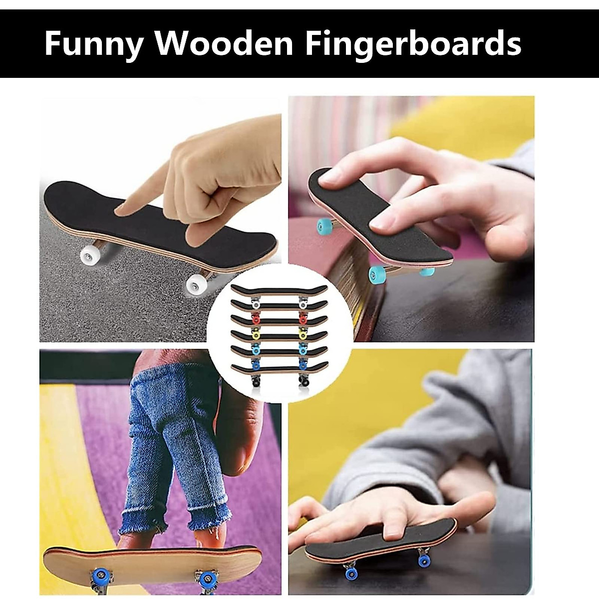 fuwinkr Complete Fingerboard, 5 Layered Maple Wood Professional Mini Fingerboards Toy Wooden Fingerboard with Upgraded Components Reduce Pressure Gifts for Kids 3.78 x 1.1 inch (White)