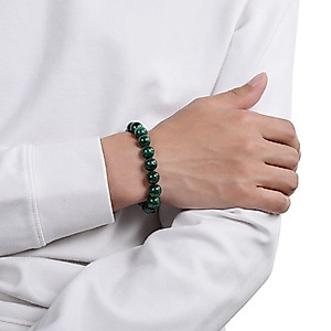 Adabele Real Natural Green Malachite Gemstone Beaded Bracelet 7.5 inch Stretch Chakra Healing Crystal Stone Women Mom Gift (Unisex) GB10-B11