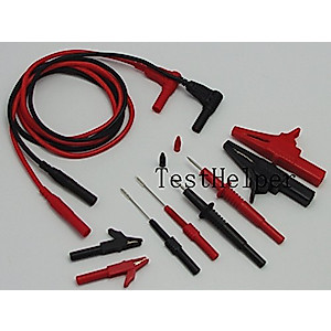 TestHelper TH-6-KIT Automotive Test Lead Kit, Test Probes,Flexible Silicon Back Probe pins,Shielded Alligator Clips and Large Crocodile Clips,Multimeter Clamp Meter