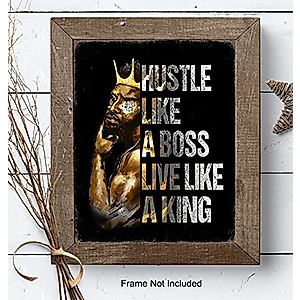 Inspirational African American Wall Art - Motivational Entrepreneur Decor - Positive Quotes Poster Prints - Success Sayings - Encouragement Gifts for Afro Black Men - Home Office - Encouraging Motto