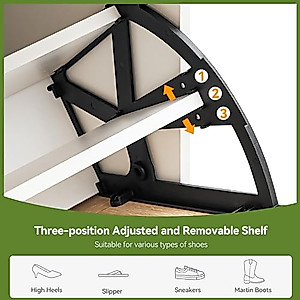 IDEALHOUSE Natural Rattan 4 Flip Door Shoe Cabinet Organizer Freestanding, Shoe Rack Storage Cabinet for Entryway with 3-Tier Adjustable Shelves for Slippers, Sneakers, Heels, Boots