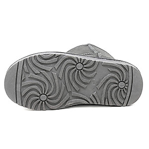 DREAM PAIRS Girls Boys Boots Kids Faux Fur Lined Winter Mid Calf Snow Boots Shorty-K Grey Size 1 Little Kid