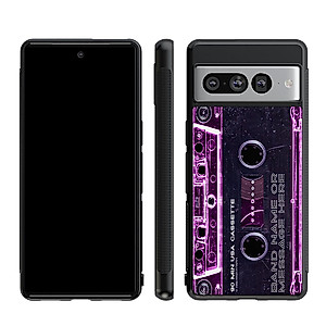 Cassette Tape Clear Pink Personalized Black Rubber Phone Case Compatible With Google Pixel 8 Pro, 8a, 8, 7a, 7, 7 Pro, 6a, 6 Pro, 6, Pixel 5, 4a 5G, 4a 4G, Pixel 4, Pixel 4 XL, Pixel 3a, 3a XL, 3