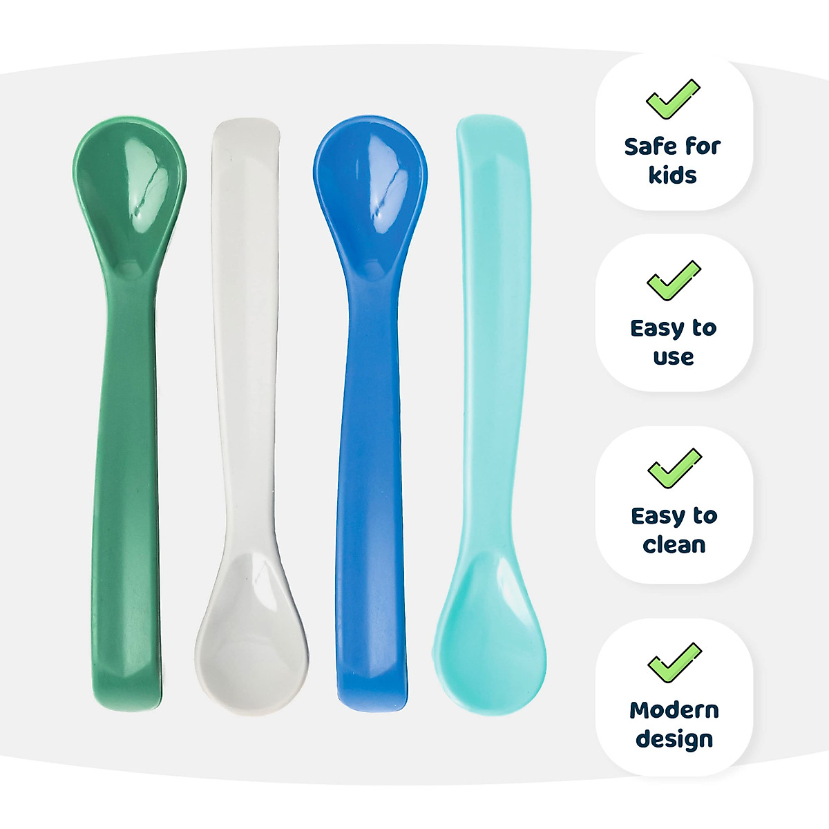 Tiny Twinkle Baby Spoon - BPA-Free Baby Feeding Spoon, Silicone Baby Spoon, Infant Spoons, Baby Spoons, Baby Essentials, Baby Essentials for Newborn, Baby Items, Baby Products - Pack of 4 (Blue)