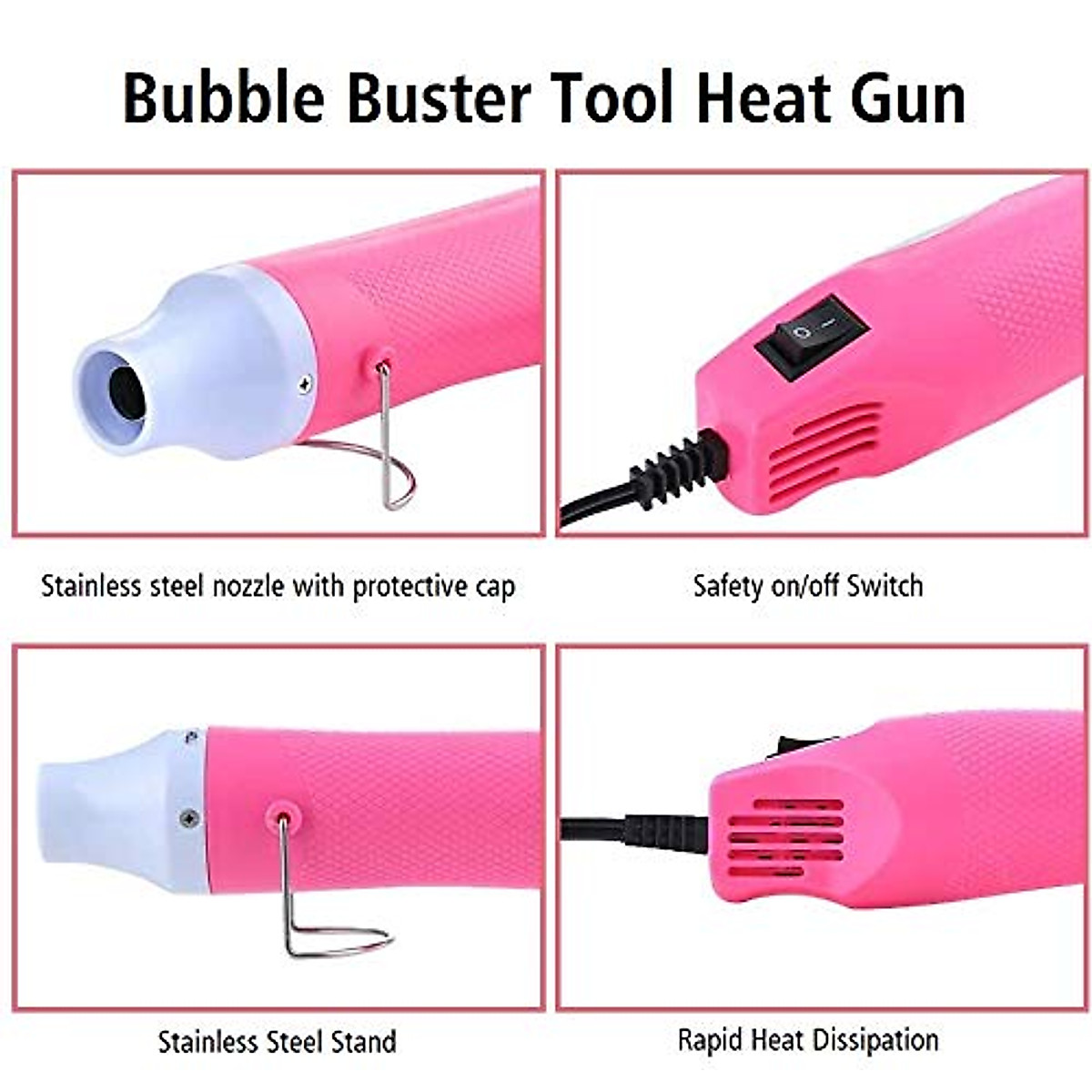 5Pcs Epoxy Glitter Tumbler Kits,Portable Bubble Buster Tool Heat Gun for DIY Acrylic Resin Cups to Remove Air Bubbles,4Pcs Magic Epoxy Brushes for Vinyl Crafts Tumbler (Pink)