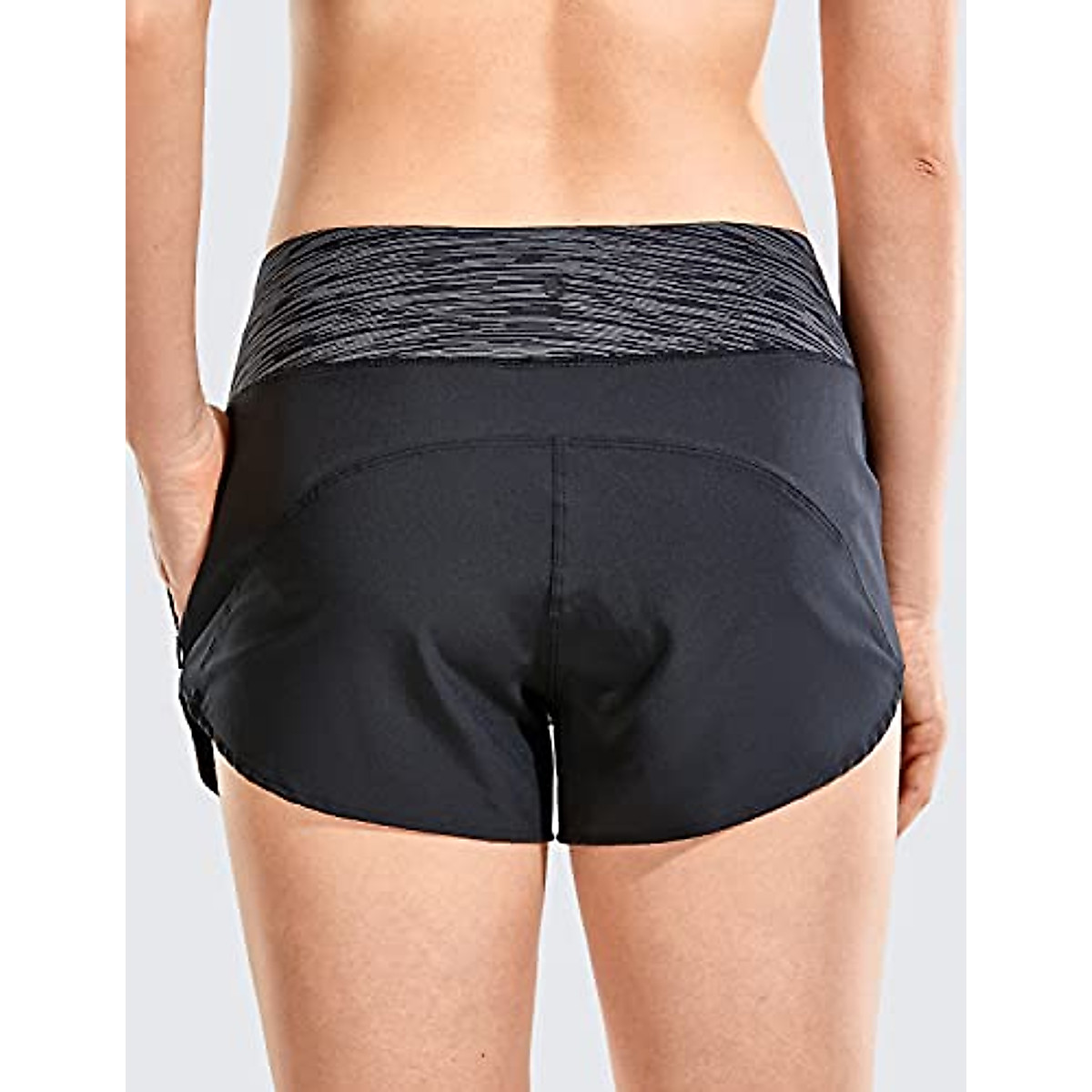 CRZ YOGA Women's Mid-Rise Quick Dry Lined Dolphin Running Shorts with Zip Pocket Elastic Waist Athletic Workout Shorts - 3'' Black X-Small