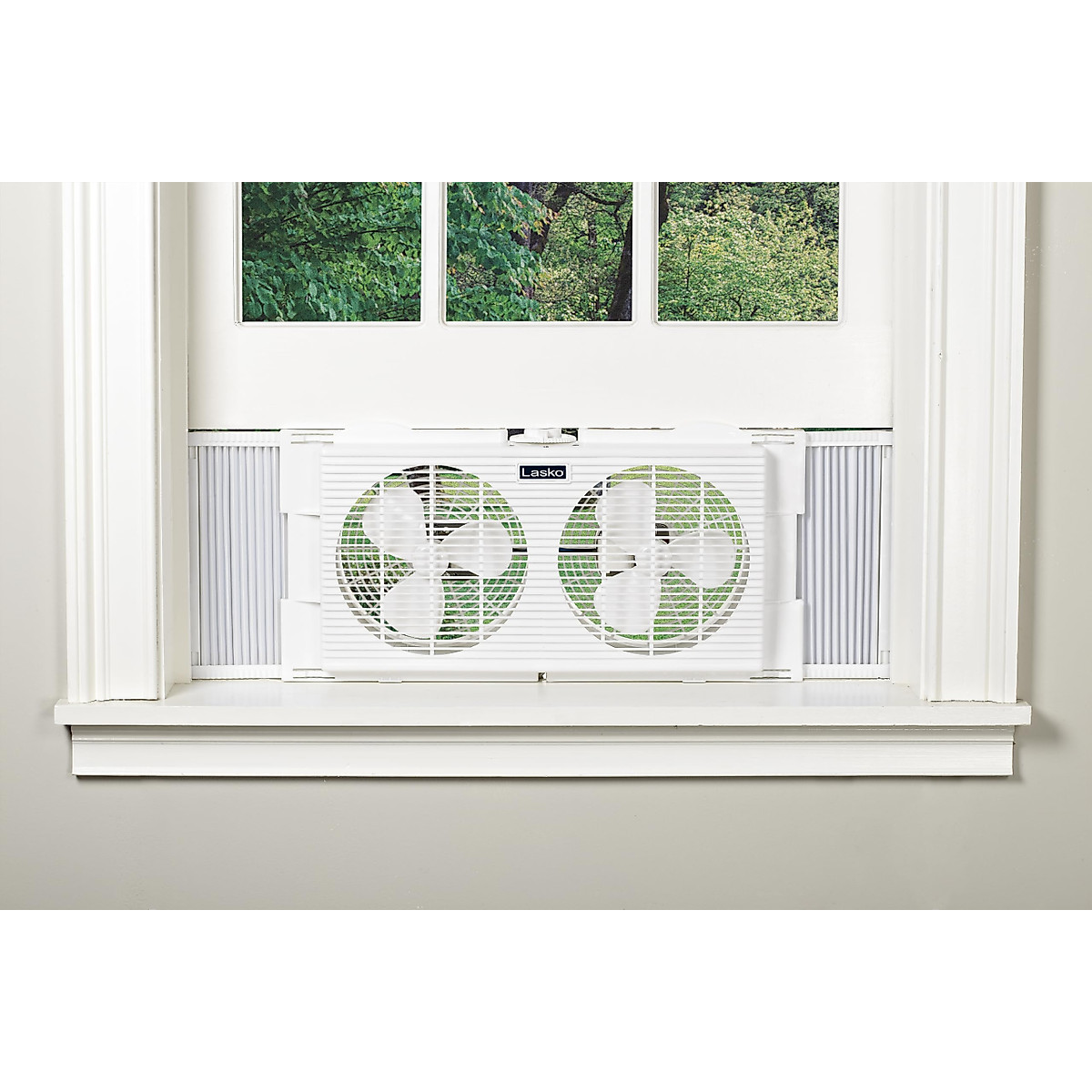 Lasko 2137 Twin Window Fan, 21.8 x 4.5 x 10.5 inches, White