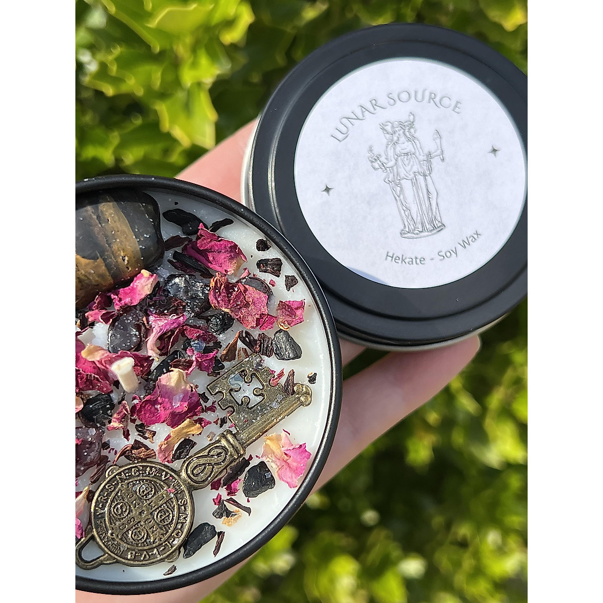 Hekate Dark Moon Goddess Candle | Hecate Witchcraft Pagan Queen of Crossroads Keys Witches Witchcraft Gift Herbal Intention Spell Ritual Altar Devotee Scented Gift