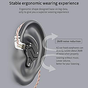 Andiker KZ ZSN-C Quad Driver Earphones DD+BA Hybrid Technology Electronic Crossover Wired Headset, Detachable Cable Heavy Bass Stereo in-Ear Earbuds with Storage Box (ZSN-C Mic, Black)