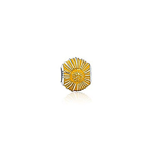 Bolenvi Yellow Sunflower Ball 925 Sterling Silver Charm Bead for Pandora & Similar Charm Bracelets or Necklaces