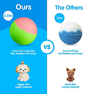 Bath Bombs for Kids with Surprise Toys Inside, 12 Pack Organic Bubble Bath Fizzies with Dog Puppy Toys for Boys Girls Toddlers Bath Bombs Gift Set