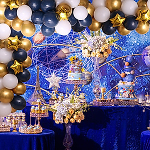 Navy Blue Balloon Garland Kit - 100pcs Blue and White Balloons with Gold and Star Foil Balloons - Perfect for Blue Parties and Celebrations