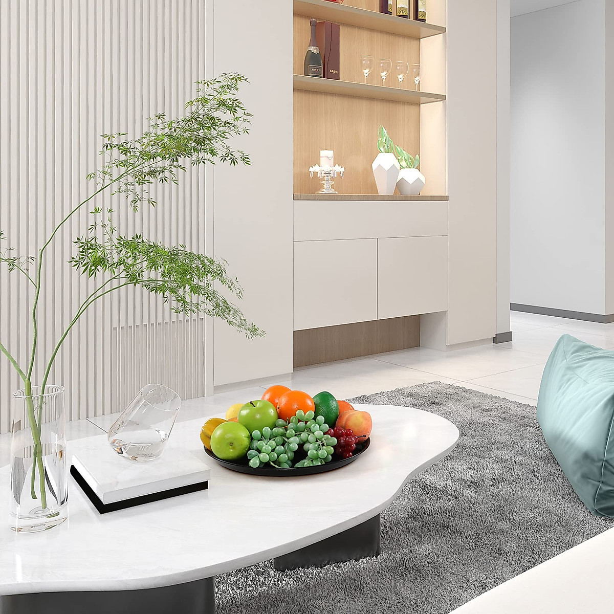 Pekky 4 Packs Plastic Round Serving Trays, Multi-Purpose Fast Food Trays, RE