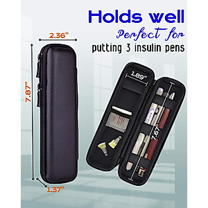 Oythiem Slim Hard Pen Cases for Adults, Travellers, Insulin Travel, Thin Black Pencil Case Hard Shell, Small Waterproof Pencil Box Organizer for Apple Pencil Usb C, Headphones, Executive Fountain Pens