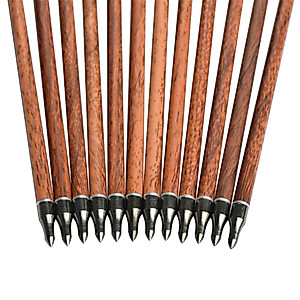 NIKA ARCHERY 30 inch Feather Carbon Arrows Wood Camo Shaft SP400 for Outdoor Target Hunting 12 pcs