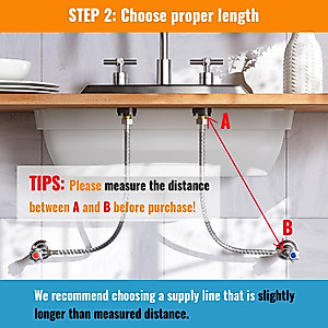 (10 Pack) SUNGATOR 24 Inch Faucet Supply Lines, 3/8" Female Comp Thread x 1/2" FIP Thread Sink Hose, 24" Stainless Steel Braided Faucet Supply Line for Bathroom, with 2 Wrenches and 1 Sealing Tape