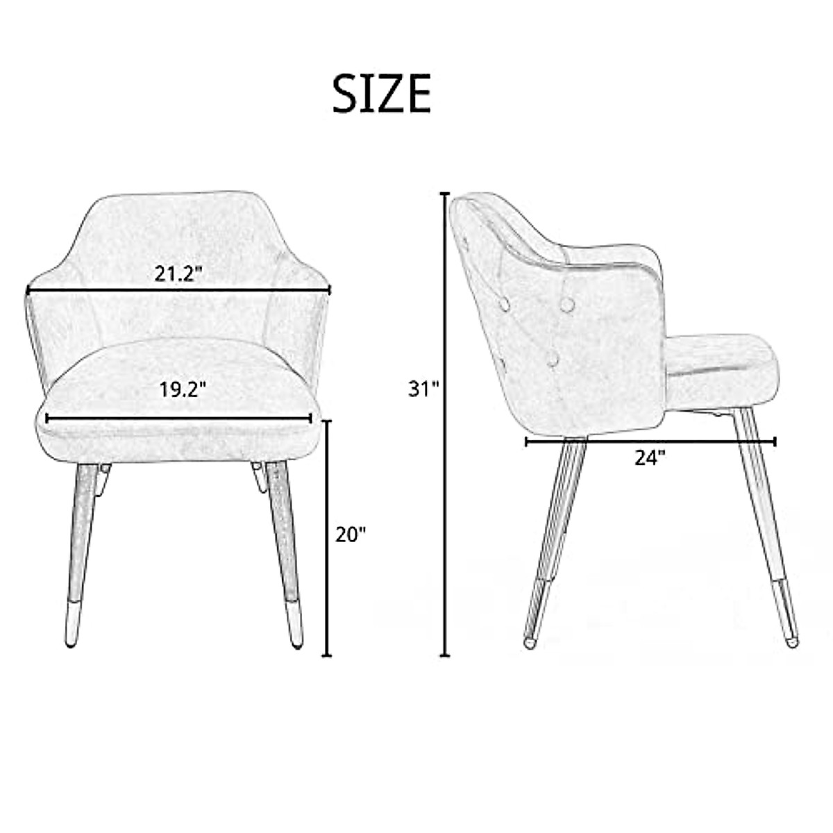 Freemax Velvet Dining Chair with Metal Legs, Upholstered Fabric Accent Armchair Button Tufted Modern Leisure Side Chairs for Living Room, Bedroom Office Desk Seat Makeup Vanity Stool (Coral)