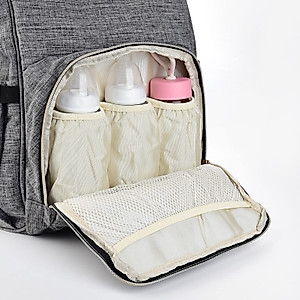 RAMHORN Diaper Bag Backpack Multifunctional Travel Back Pack Maternity Baby Changing Bags Waterproof Large Capacity For Baby Care Gray