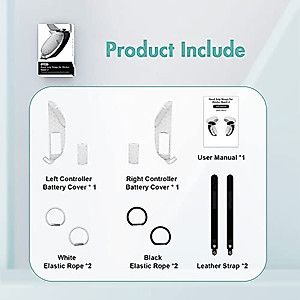 UPOK Alternative Controller Grips for Oculus/Meta Quest 2 - Accessories Battery Door Covers with Premium Adjustable Wrist Knuckle Leather Straps Fit Gym Class Basketball VR