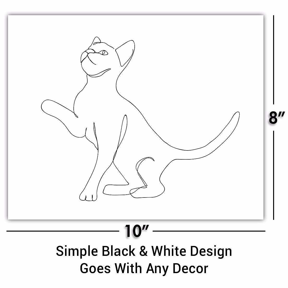 Cats Wall Art - Set of 4-8”x10” Unframed Minimalist Black & White Decor Prints - Makes a Great Gift Under $20 for Cat Lovers