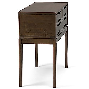 SIMPLIHOME Harper SOLID WOOD 40 inch Wide Mid Century Modern Hallway Console Sofa Entryway Table in Walnut Brown with Storage, 4 Drawers , for the Living Room, Entryway and Bedroom