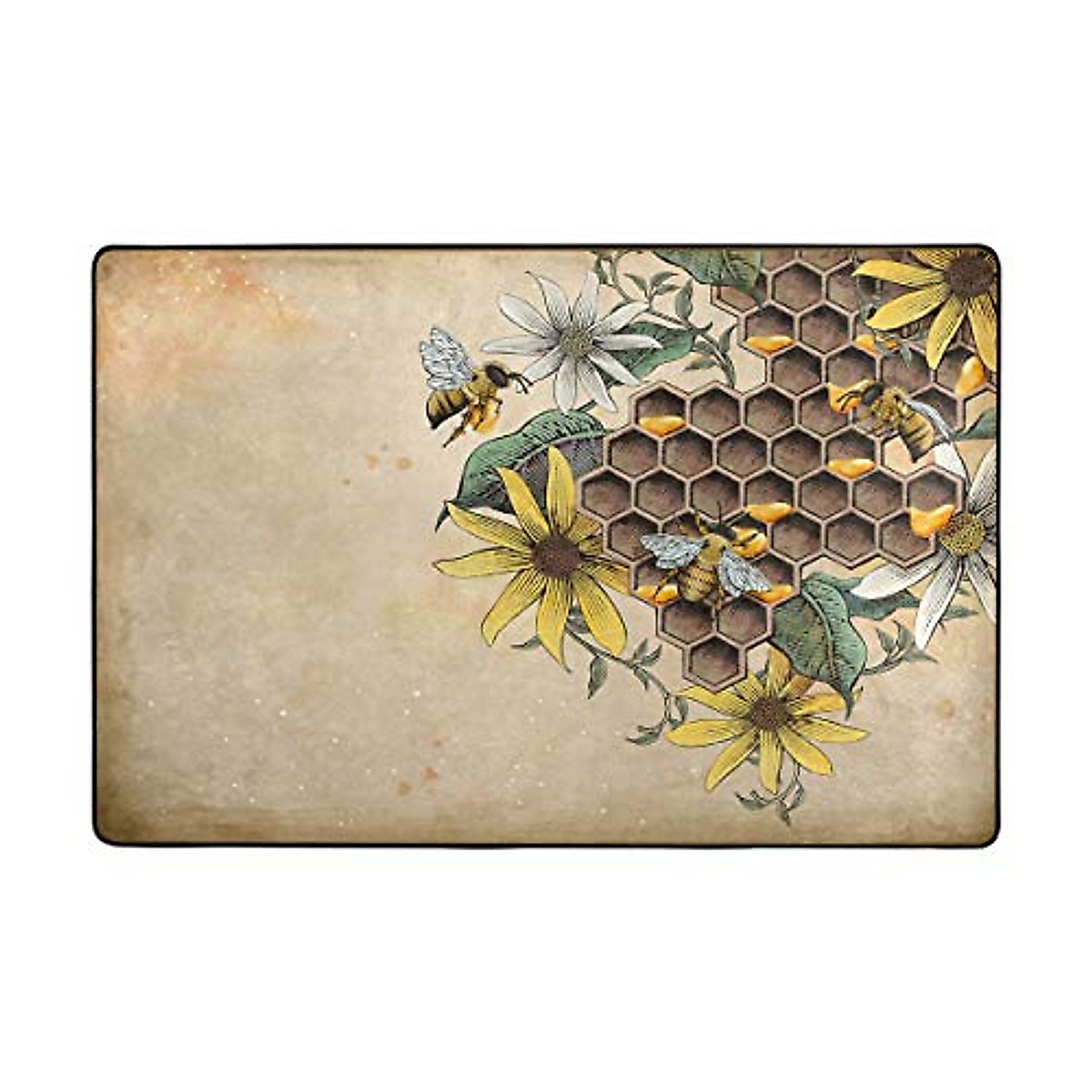ALAZA Honey Bee Sunflower Vintage Area Rug Rugs for Living Room Bedroom 3'x2'