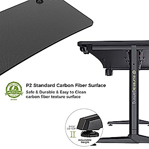 EUREKA ERGONOMIC 60 Inch Gaming Desk with Full Mouse Pad, Large Home Office Curved Computer Desk for 3 Monitors with Cup Holder, Headphone Hook and Handle Rack with USB Charging Ports for Gamer, Black