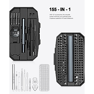 Mini Electric Screwdriver Set, 155-in-1 Precision Screwdriver with 140 S2 Magnetic Bits, 650mAh USB C Charging, 3 Torque Settings & Built-in Magnetizer for DIY Projects