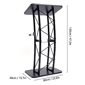 Futchoy Metal Black Podium Conference Presentation Pulpit School Office Church Lectern,Curved Design Cup Holder Design, Wrought Paint Curved Podium, Schools, Churches, Meeting Rooms