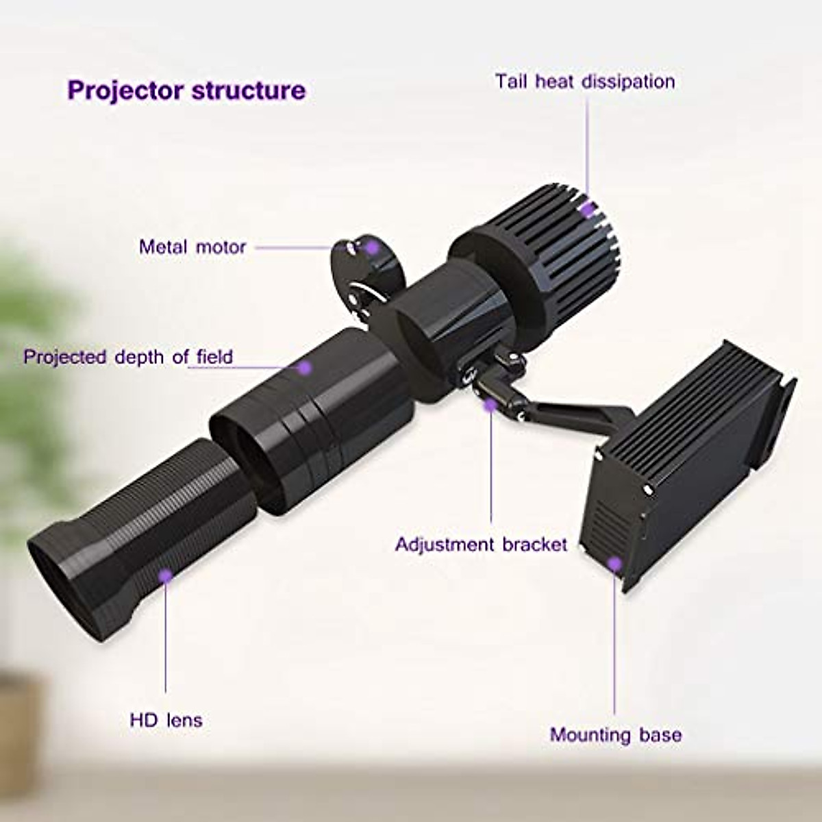 AHWZ 25W LED Custom Image GOBO Logo Projector Light with Gyrating Function& Manual Zoom&Focus Customized Gobos,Black,Indoor