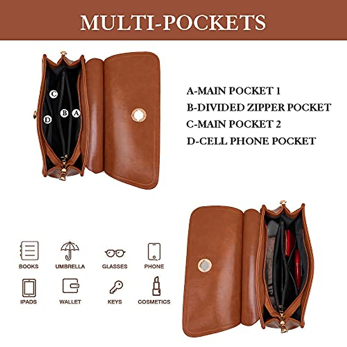 JBB Satchel Handbags For Women Leather Tote Purses Large Messenger Bags Fashion Crossbody Shoulder Bag