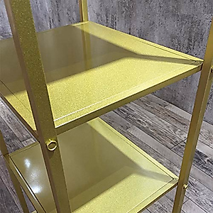 FURVOKIA Clothing Retail Heavy Duty Metal Display Rack,Floor-Standing Shoe Bag Plant Jewelry Shelves,Home Kitchen Bedroom Bathroom Office Storage Shelf (Gold Square Tube, 5-Tier)