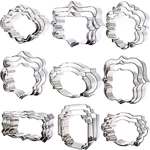 Plaque Frame Cookie Cutters Set -Different Frames Plaque and Tiles Cutter Molds for Making Fondant Cake Cookies Biscuit Fruit, Great for Wedding Mother's Day and Birthday Party Decorations (27 Pcs)