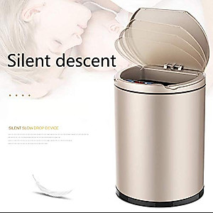 JLDN 12L/3Gallon Touchless Automatic Trash Can Smart, Kitchen Trash Binwith Lid Motion Sensor Garbage Can High-Capacity Waste Dust Bin Adjustable,Gold