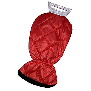 Ideas In Life Ice Scraper Mitten Car Windshield Auto Snow Remover Insulated Glove - Keep Hands Warm While Scraping Hard Winter Ice (Red)