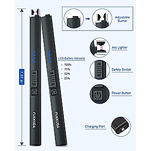 Electric Candle Lighter Plasma Arc Lighters Windproof & Flameless with USB Rechargeable Battery Double Safety Switch (Obisidian Black)